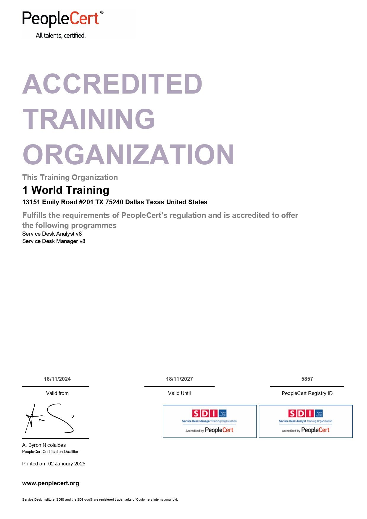 Service Desk Institute (SDI) Authorized Accredited Training ...